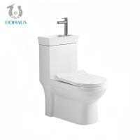 China Practical Ceramic One Piece Toilet Bowl with Basin Water Saver S/P Trap 700x390x780mm for sale