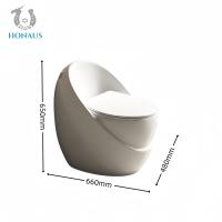 China Modern Ceramic One Piece Toilet Bowl Egg Shape S Trap 650x480x660mm Dual Flush for sale
