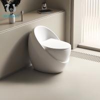 China Modern Ceramic One Piece Toilet Bowl Egg Shape S Trap 650x480x660mm Dual Flush for sale
