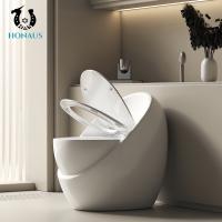China Modern Ceramic One Piece Toilet Bowl Egg Shape S Trap 650x480x660mm Dual Flush for sale