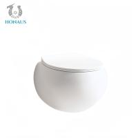 China Egg Shape Wall Hung Toilet Bowl 3/6L Dual Flush P Trap 180mm Ceramic White for sale