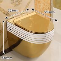 China Luxury Wall Hung Toilet Bowl Golden Electroplated Ceramic Nano Glaze 3/6L Dual Flush 200kg Load for sale