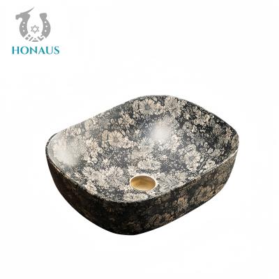 China Retro Ceramic Countertop Basin 390x140x480mm Customizable Art Design for Hotel Home for sale