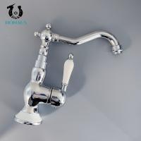 China Retro Brass Wash Basin Faucet Hot Cold Mixer Deck Mounted Gold Silver Hotel Bathroom for sale