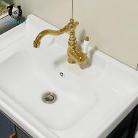 China Retro Brass Wash Basin Faucet Hot Cold Mixer Deck Mounted Gold Silver Hotel Bathroom for sale