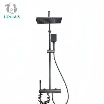 China Thermostatic Exposed Shower Set Four Handles Aluminum Digital Display 4 Outlets for sale
