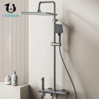 China Thermostatic Exposed Shower Set Four Handles Aluminum Digital Display 4 Outlets for sale