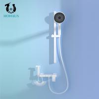China Three Handle Exposed Shower Set with Multi Mode Handheld Spray 3 Outlets Brass Wall Mounted for sale
