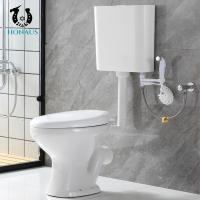 China Two Piece Toilet Bowl 430x340x400mm Ceramic Separated Tank Floor Mounted Wash Down Flush 3-4.5L for sale