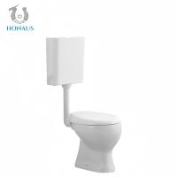 China Two Piece Toilet Bowl 430x340x400mm Ceramic Separated Tank Floor Mounted Wash Down Flush 3-4.5L for sale