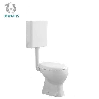 China Two Piece Toilet Bowl 430x340x400mm Ceramic Separated Tank Floor Mounted Wash Down Flush 3-4.5L for sale