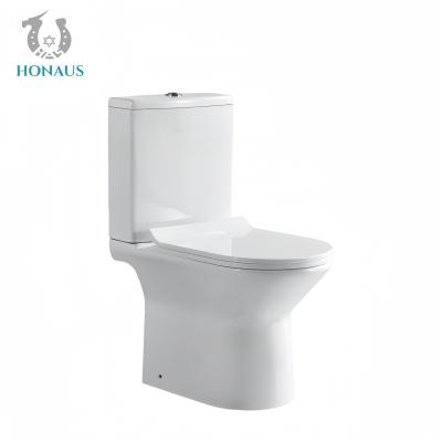 China Modern Two Piece Toilet Bowl 810x380x620mm Ceramic White Dual Flush Floor Mounted for sale