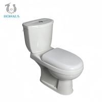 China Two Piece Elongated Toilet Bowl Ceramic White 680x760x390mm Floor Mounted P Trap for sale