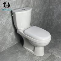 China Two Piece Elongated Toilet Bowl Ceramic White 680x760x390mm Floor Mounted P Trap for sale