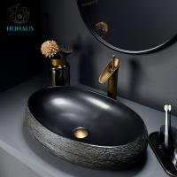 China Bathroom Countertop Basin Ceramic Sintered Stone Art Design Multi Shapes Black for sale