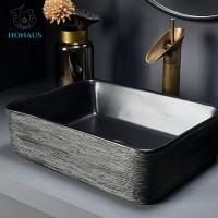 China Bathroom Countertop Basin Ceramic Sintered Stone Art Design Multi Shapes Black for sale