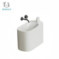China Modern Wall Hung Sintered Stone Bathroom Basin 450x295x220mm White Hotel Apartment for sale