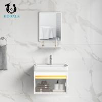 China Small Bathroom Wall Hung Basin Ceramic Bowl Steel Shelf Large Capacity for sale