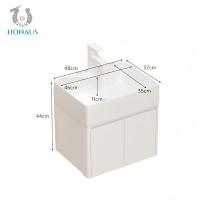 China Practical Bathroom Wall Hung Basin Ceramic Floating Vanity with Cabinet White for sale