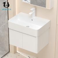 China Practical Bathroom Wall Hung Basin Ceramic Floating Vanity with Cabinet White for sale