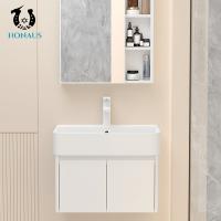 China Practical Bathroom Wall Hung Basin Ceramic Floating Vanity with Cabinet White for sale