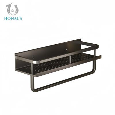 China Wall Mounted Aluminum Bathroom Shower Accessories Set Black Electroplated 50kg Load Bearing for sale
