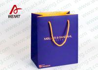 China Gift Packaging Personalised Paper Carrier Bags Printed Biodegradable Purple Rope for sale
