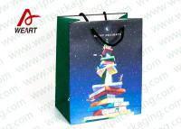 China High End Red Color Cute Christmas Paper Bags With Handles Matte Lamination for sale