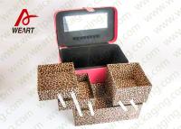 China Inside Leopard Fabric Cosmetic Drawer Paper Box , Recyclable Travel Makeup Organizer for sale