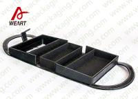 China Black Textured Leather Cosmetic Paper Box With Handle & Powder Compact for sale