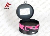 China Black & Pink Round Cosmetic Paper Box Makeup Organizer With Mirror 25cm Diameter for sale