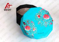 China Exquisite Floral Cardboard Storage Boxes With Handle Multi Printing Coated for sale