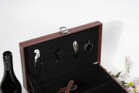 China Customized two bottles of high-quality PU leather sewing red wine packaging box with bottle opener and other accessories for sale