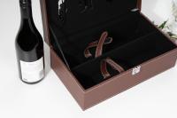 China Customized two bottles of high-quality PU leather sewing red wine packaging box with bottle opener and other accessories for sale