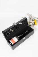 China Customized two bottles of high-quality PU leather sewing red wine packaging box with bottle opener and other accessories for sale