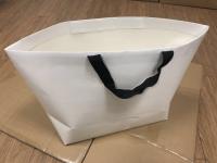 China Customized Boat Bottom Paper Shopping Bags With Black Grosgrain Handle for sale