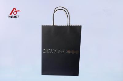 China Printing Gift Paper Bag With Black Gros Grain Handle Customize Boat Bottom for sale