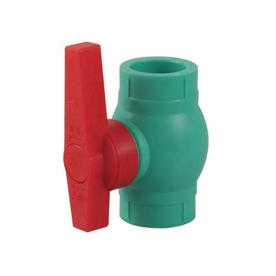 China Green 2 Inch Pvc Ball Valve 1.6MPa One Way Ball Valve Plastic Red Handle for sale