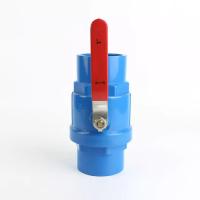 China Blue Plastic 2 Piece Ball Valve PVC With Stainless Steel Handle for sale
