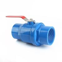 China Blue Plastic 2 Piece Ball Valve PVC With Stainless Steel Handle for sale
