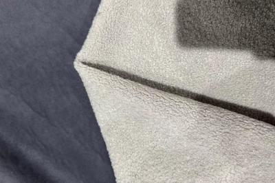 China 155CM dark blue suede composite lamb wool fabric for sale
