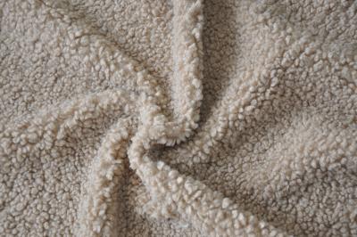 China Beige faux sherpa 100% Polyester Or With Wool 150cm CW Or Adjustable Warp Knitted Fabric Recycled for sale