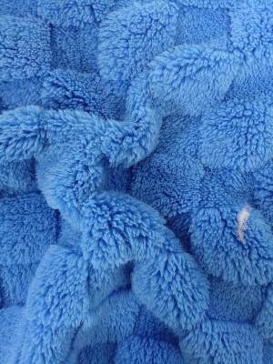 China 150cm-170cm Deep blue double-sided recycled jacquard plaid cotton velvet for sale