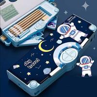 China Multifunction Magnetic Pencil Case With 2 Compartments For Students Cartoon Pattern for sale