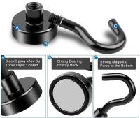 China Strong Magnetic Black Magnet Hooks Heavy Duty Magnets For Hanging Long Lasting for sale