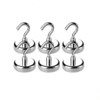 China Super Strong Heavy Duty Neodymium  Silver Magnetic Hooks Magnets for sale