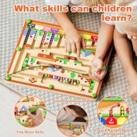 China Strong Magnetic Wooden Puzzle Board Color And Number Montessori Maze Toys For Toddlers for sale