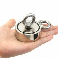 China Double Side Search Magnetic Hook Salvage Fishing Magnet Nickel Plating for sale