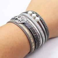 China Leather Multi Layer Wrap Wide Magnetic Buckle Bracelet Bohemian Tree Of Life Series for sale