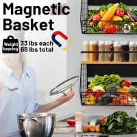 China Large Container Magnetic Storage Rack Magnetic Kitchen Shelf With Wood Lid for sale
